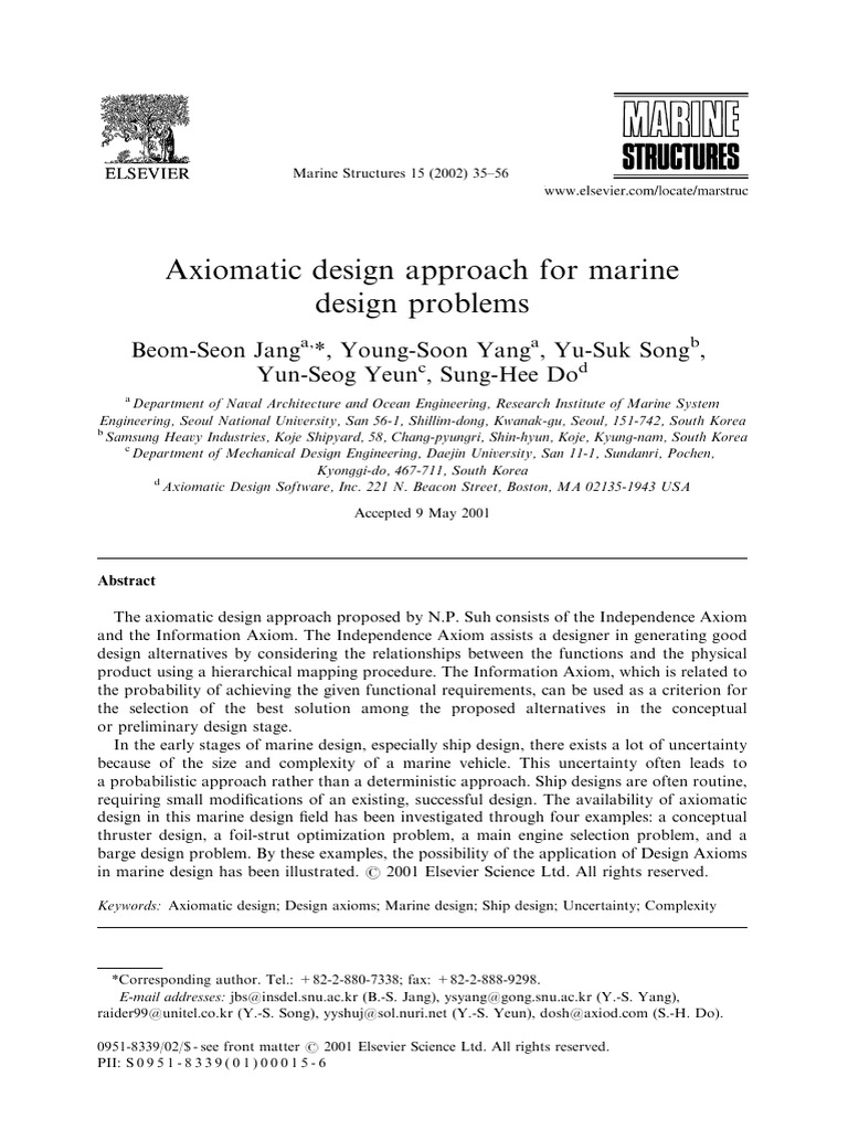 Axiomatic Design Approach For Marine Pdf Matrix Mathematics