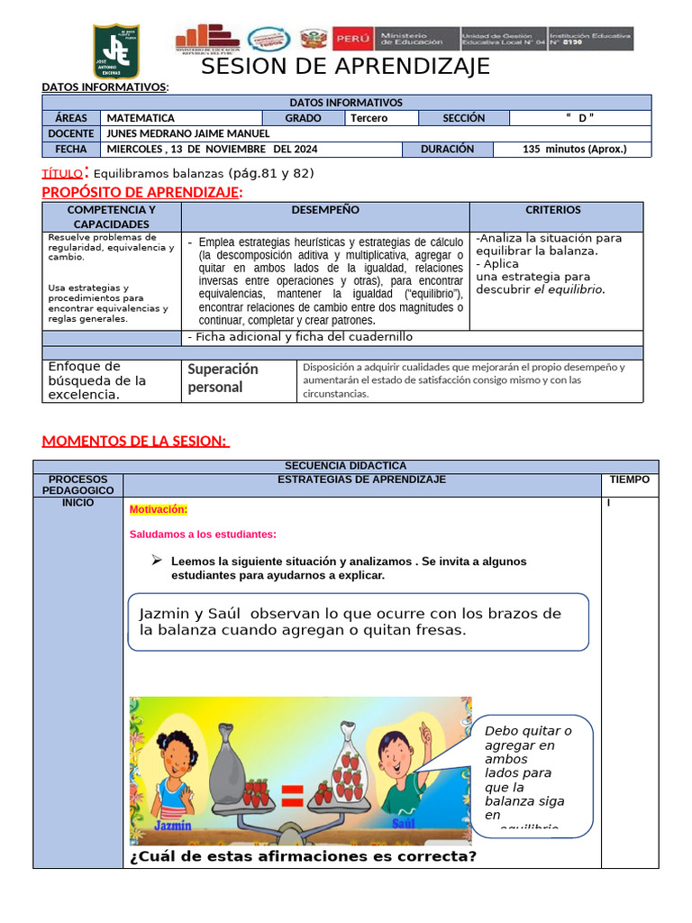 UDA7 Matem. 13 Noviembre 2024 | PDF | Ciencia cognitiva | Sicología