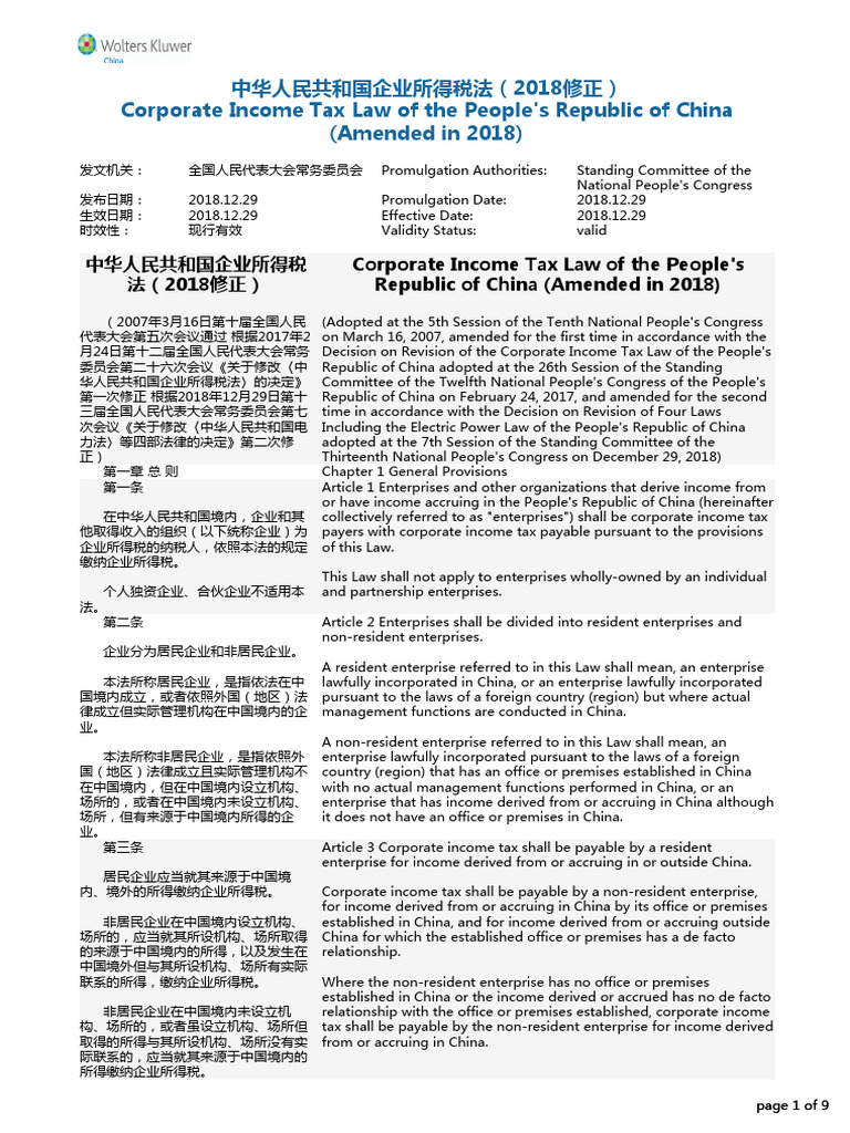 Exhibit b7 - Corporate Income Tax Law | PDF | Expense | Taxes