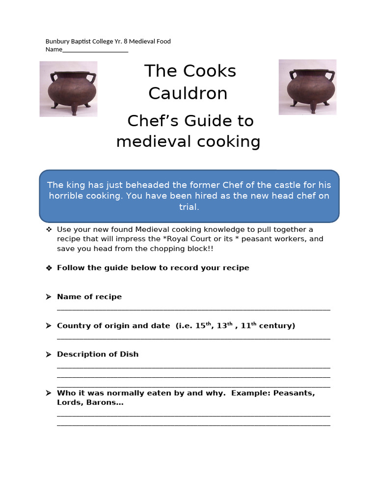 G.The Cooks Cauldron Medieval Cooking Guide | PDF | Recipe | European ...