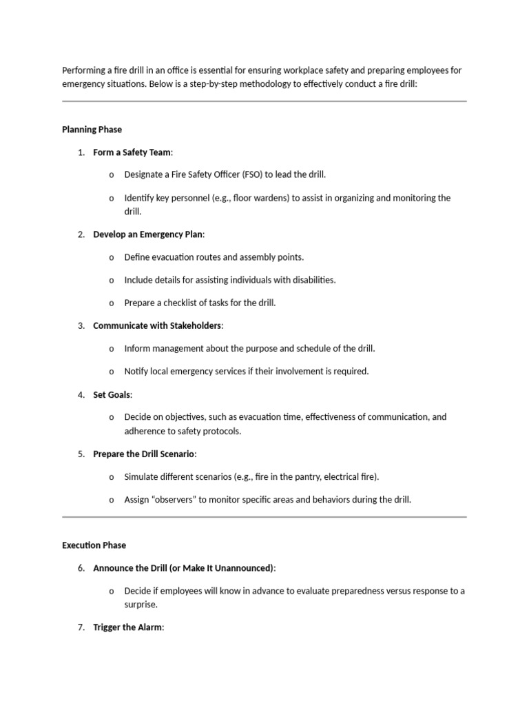 Office Fire Drill Procedure Guide | PDF | Emergency Evacuation ...