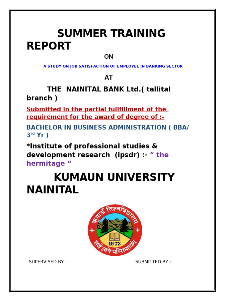Summer Training Report | PDF | Job Satisfaction | Turnover (Employment)