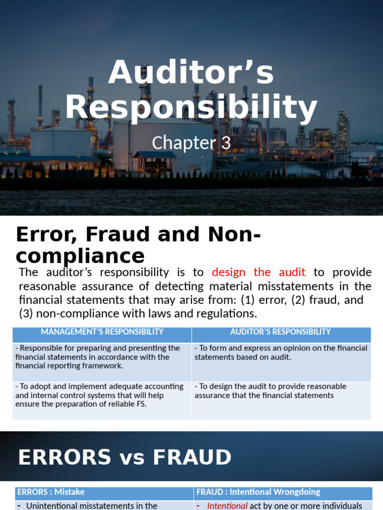 Chapter 3 Auditor's Responsibility | PDF | Audit | Accounting