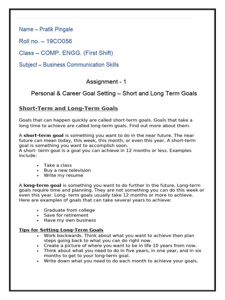 Personal and Career Goal Setting | PDF | Goal