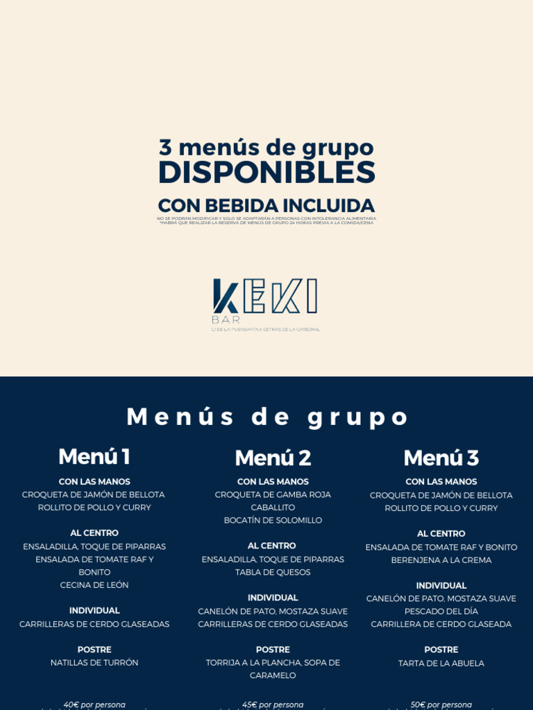 Menu-S de Grupo Keki | PDF