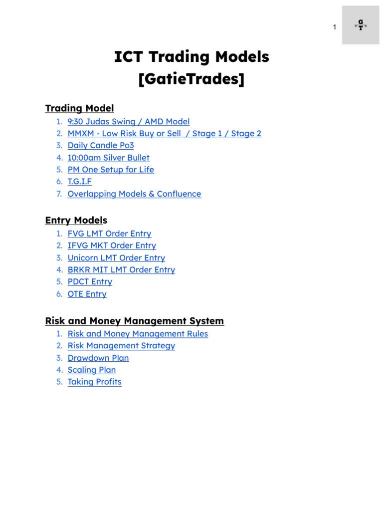 ICT Trading Models and Strategies Guide | PDF | Market Liquidity ...