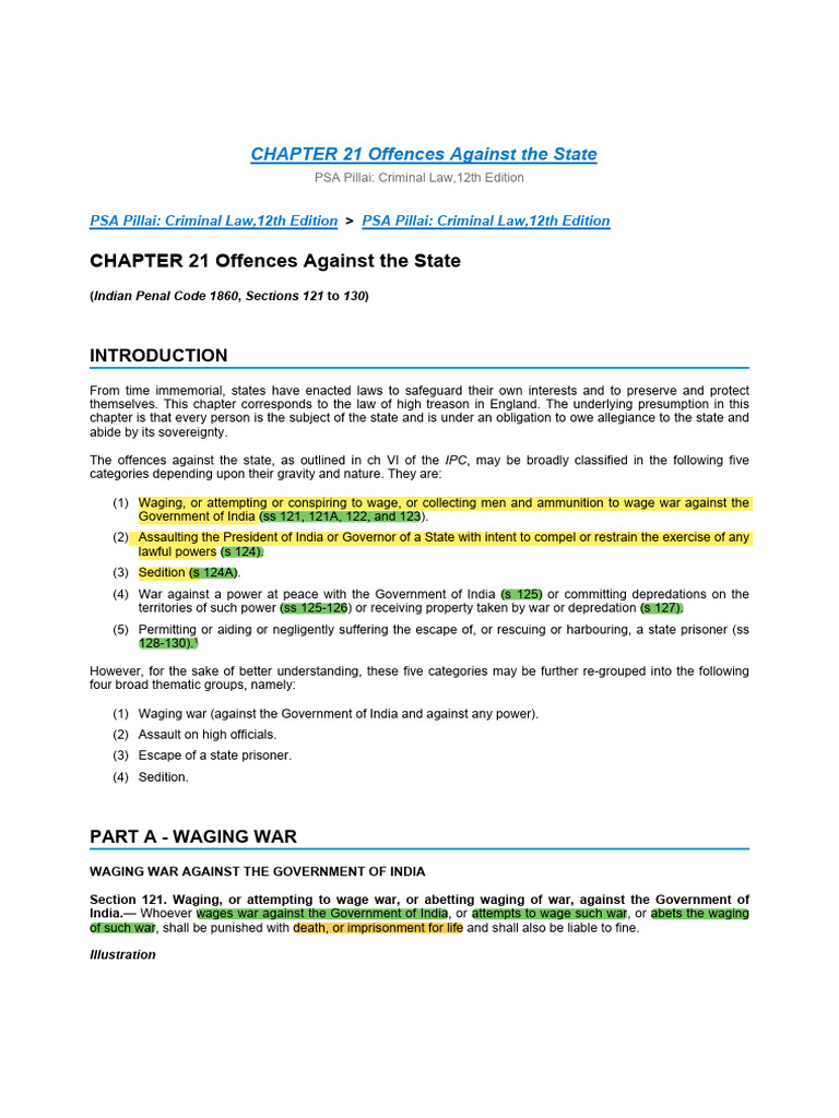 Offences Against State | PDF | Treason | Aiding And Abetting