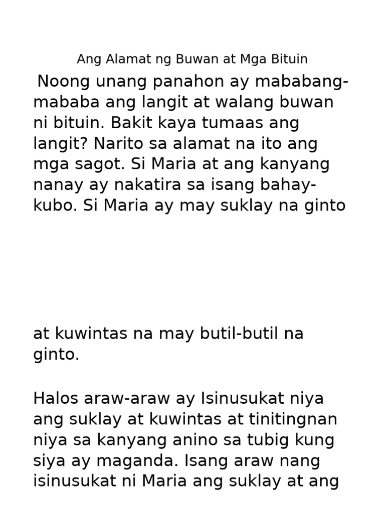 Ang Alamat NG Buwan at Mga Bituin | PDF
