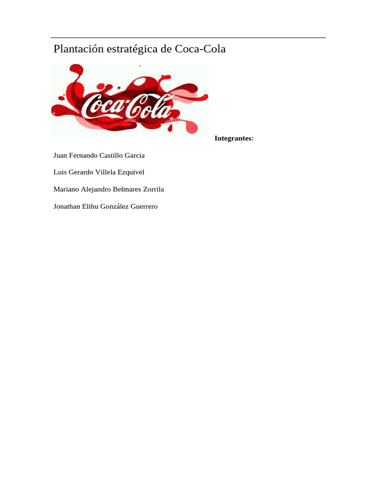 Plan Estratégico de Coca-Cola | PDF | Coca Cola | Calidad (comercial)