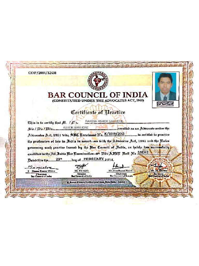 Bar Cert | PDF