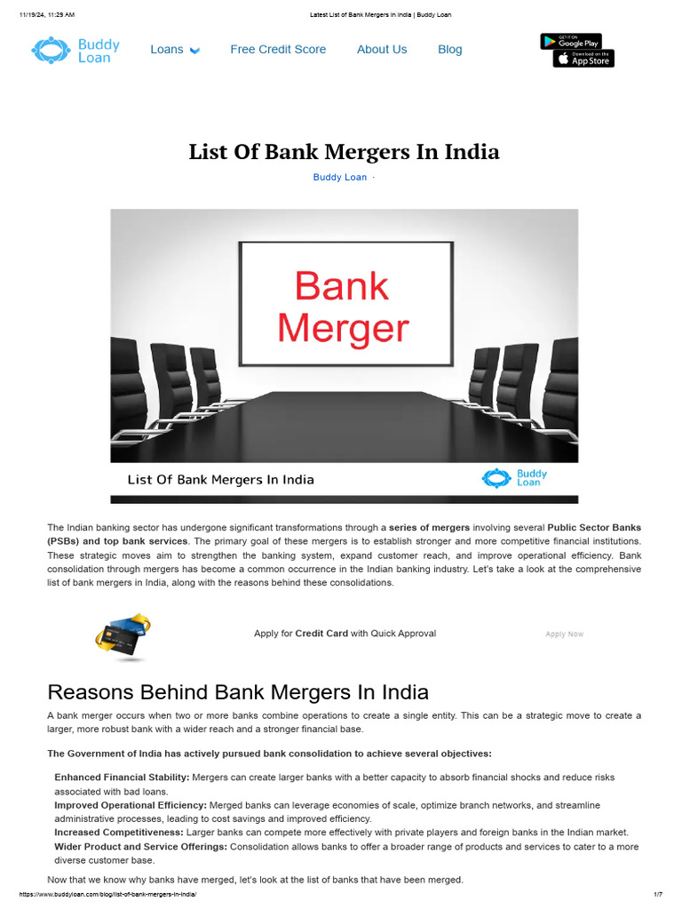Latest Bank Mergers in India | PDF | Mergers And Acquisitions | Banks