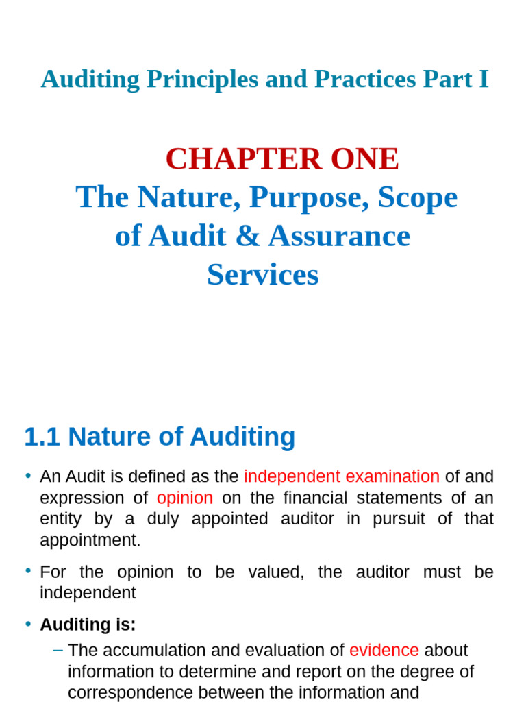 Audit I CH 1 | PDF | Audit | Internal Audit