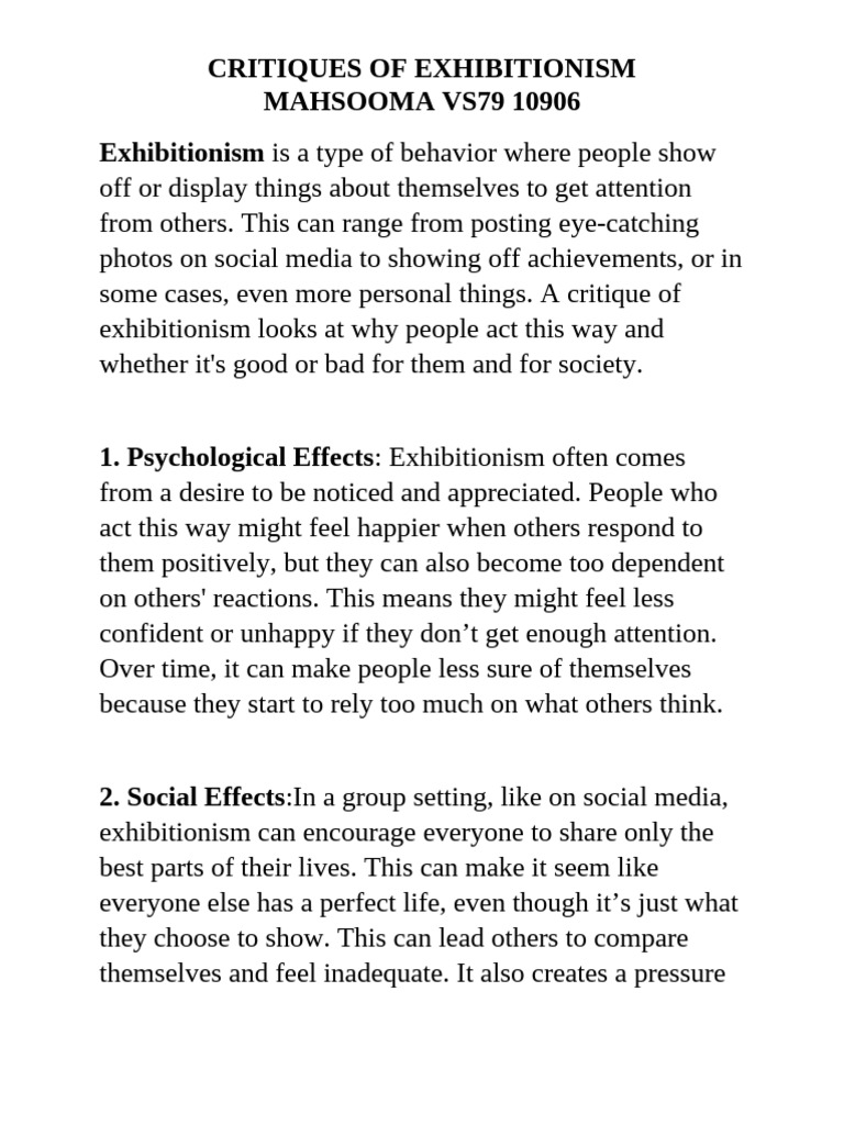 Exhibitionism Is A Type of Behavior Where People Show Off or Display ...