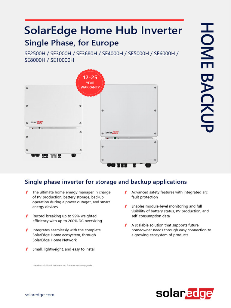 Se Home Hub Single Phase Inverter Datasheet Eu | PDF | Power Inverter ...