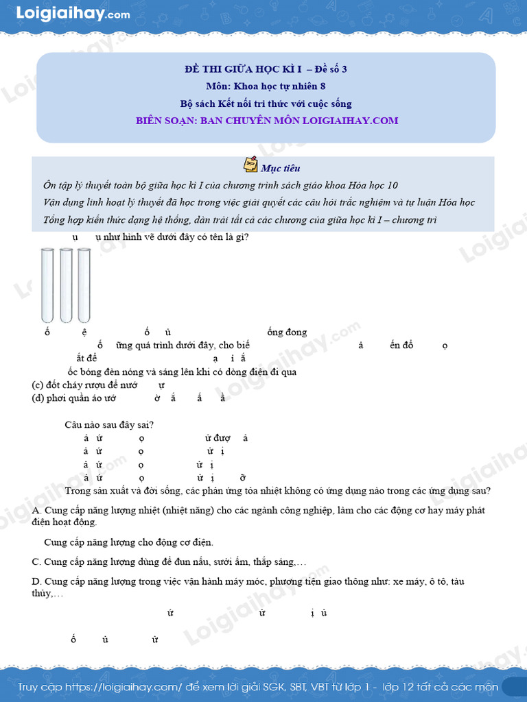De Thi Giua Ki 1 KHTN 8 Ket Noi Tri Thuc de So 3 1695978528 | PDF