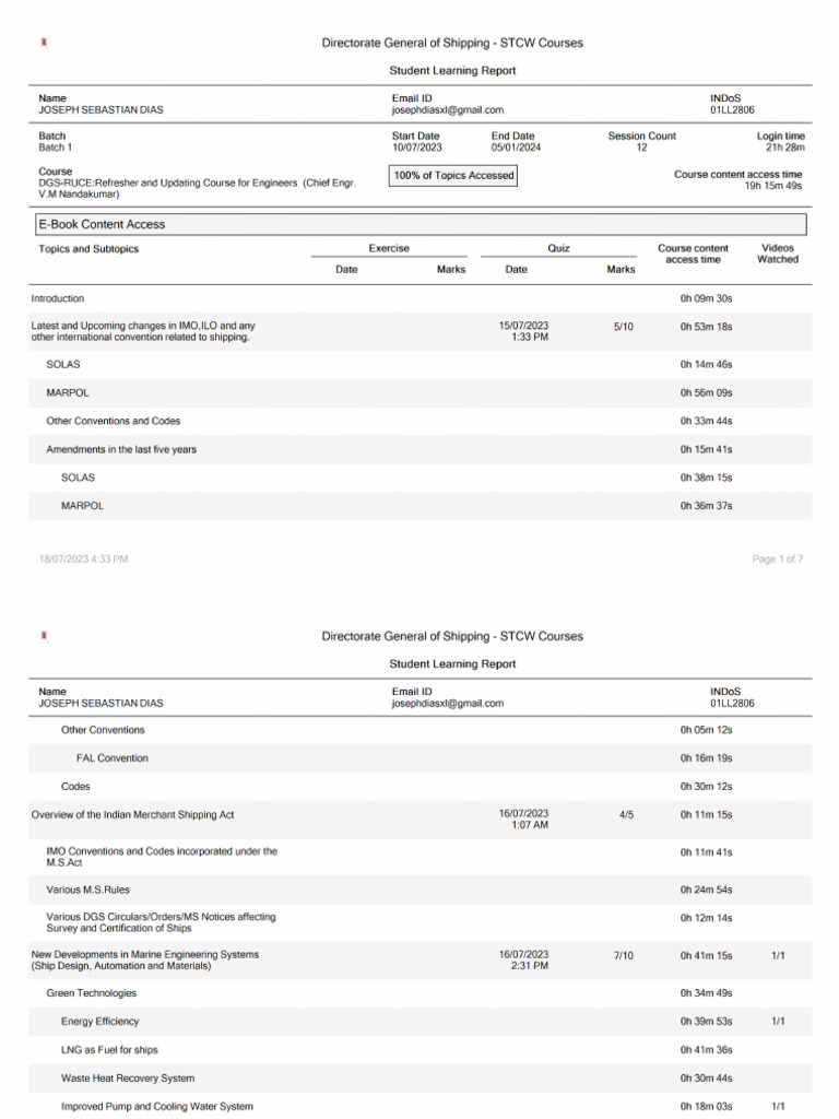 DG Shipping Elearning Assessment Report | PDF