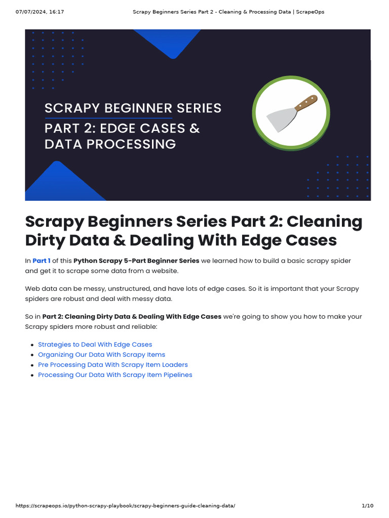 Scrapy Beginners Series Part 2 - Cleaning & Processing Data - ScrapeOps ...