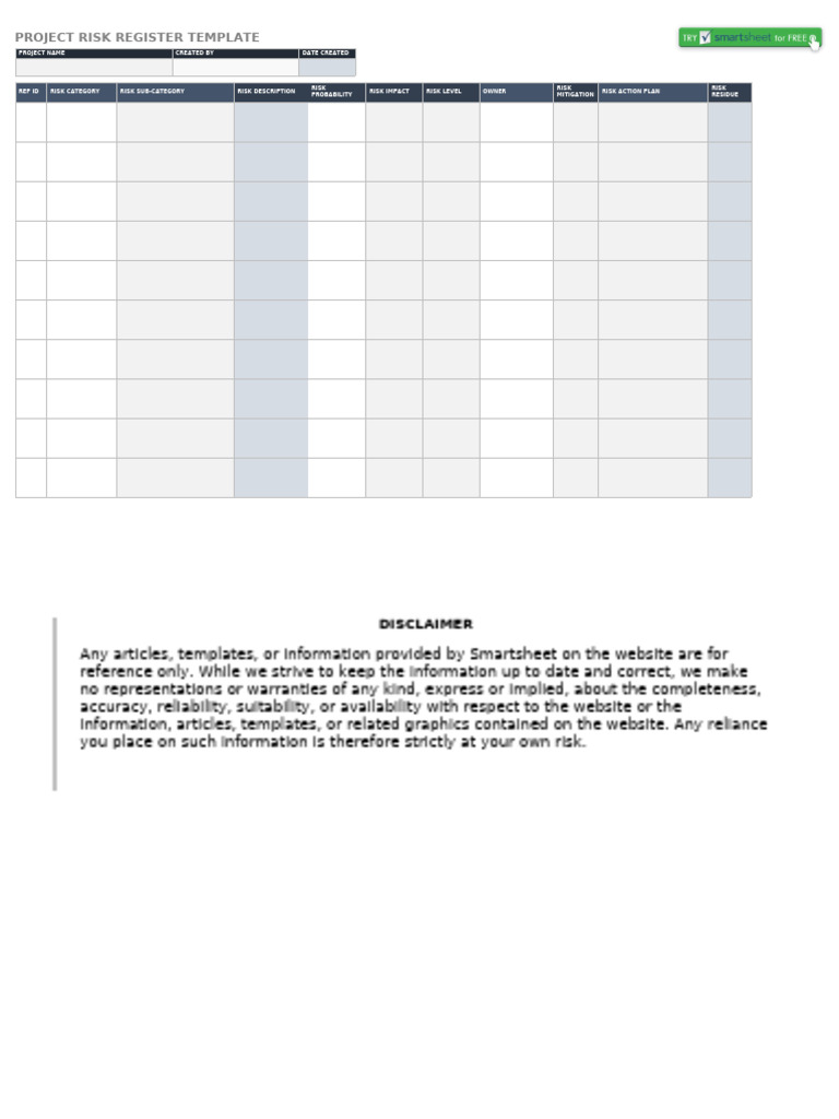 Risk Register Template | PDF | Business | Computers