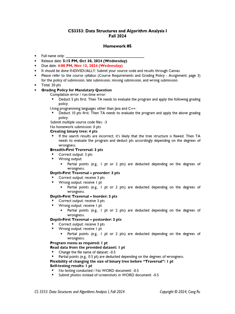 CS3353 Assignment 5 Fall 2024 | PDF | Computer Science | Software ...