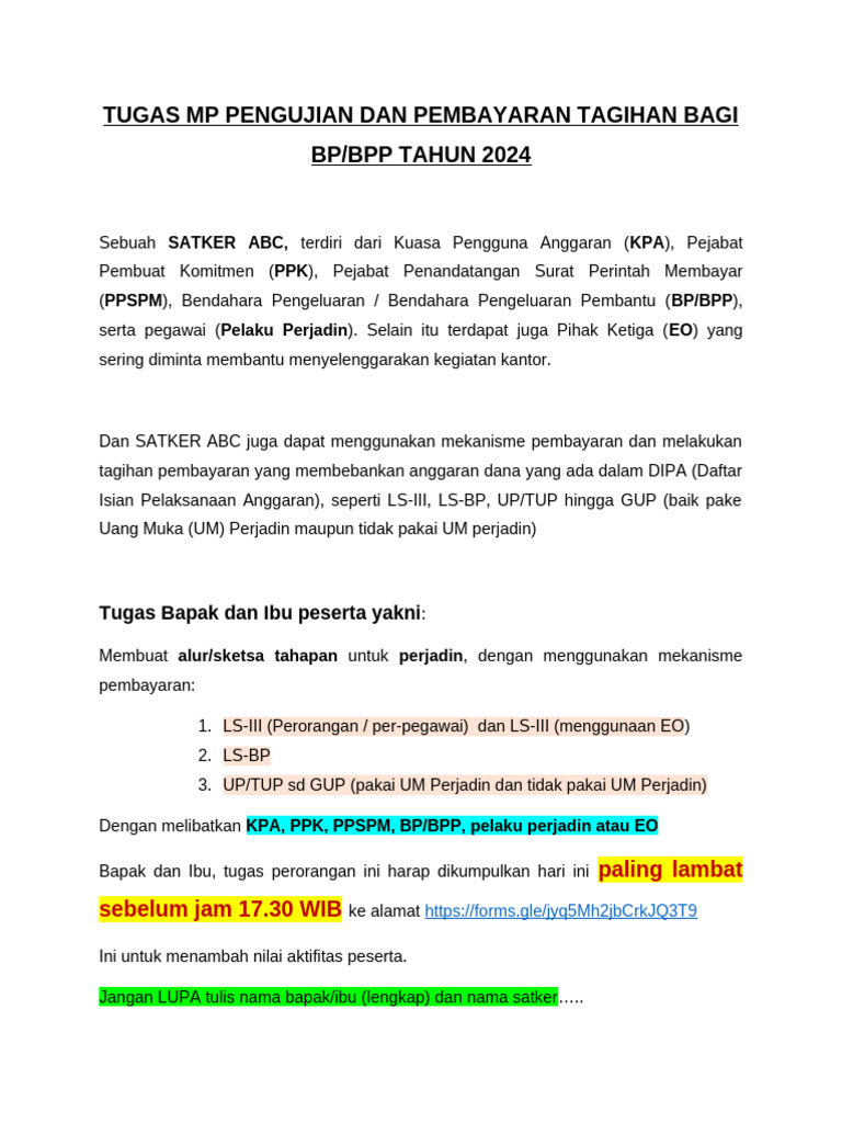 Tugas MP Pengujian Dan Pembayaran Tagihan Bagi BP - BPP | PDF | Karier & Perkembangan | Bisnis