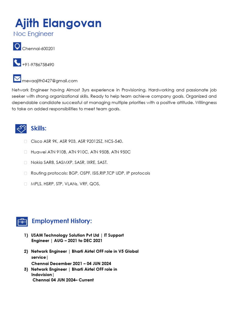 Ajith new one Resume | PDF | Router (Computing) | Virtual Private Network