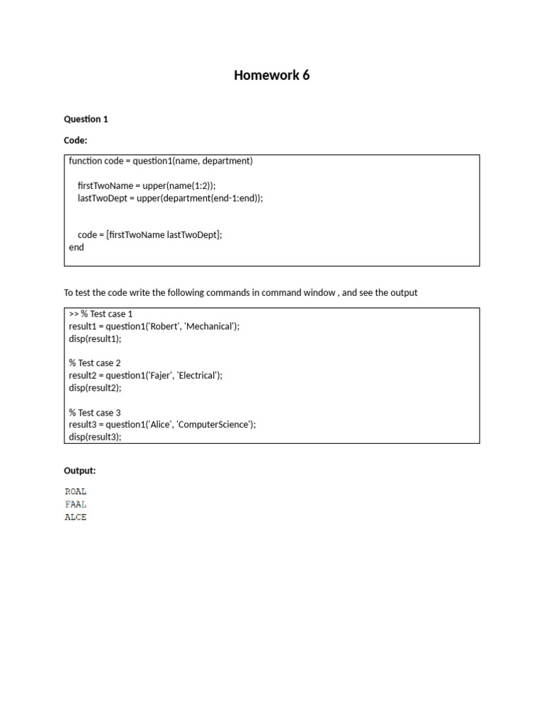 Homework 6 | PDF | String (Computer Science) | Matlab