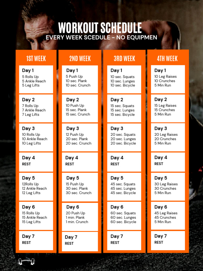 Sport Gym Workout Challenge Timetable Planner | PDF | Self-Improvement ...
