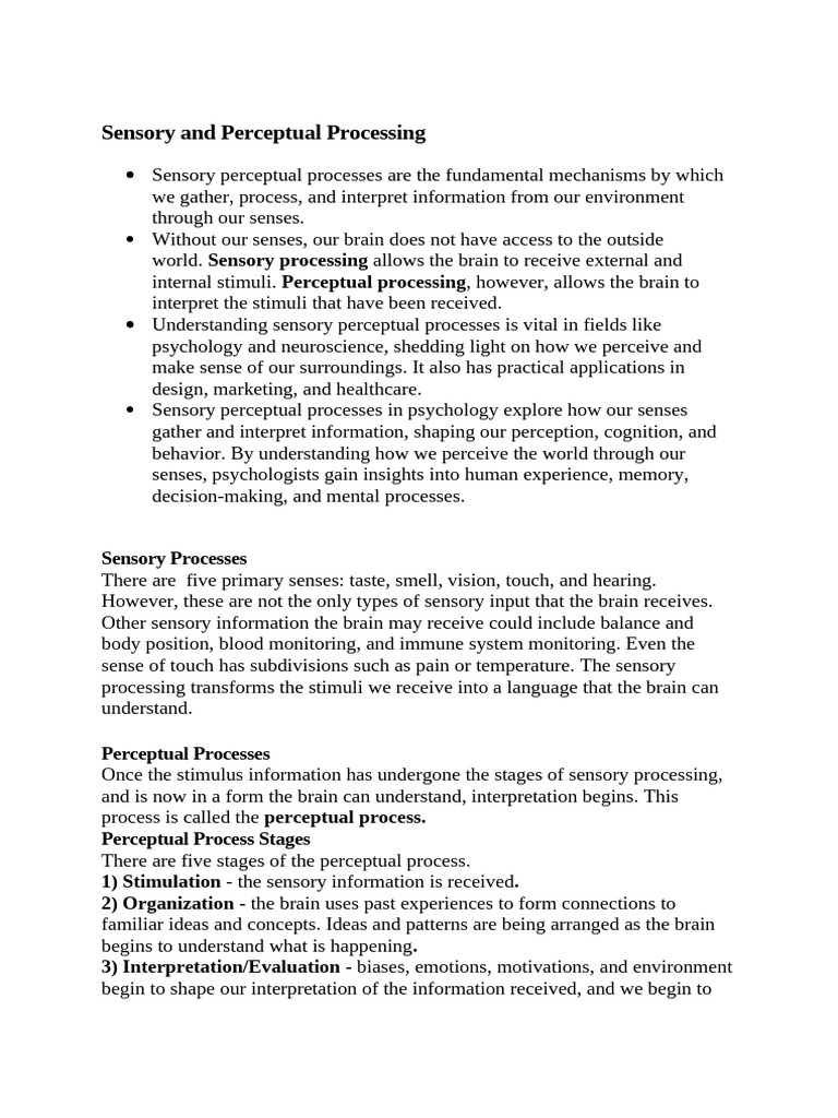 Understanding Sensory Perception Processes | PDF | Senses | Ear