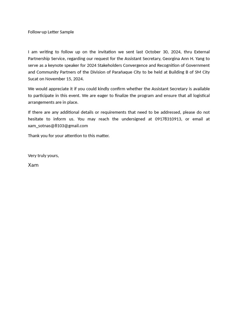 3. Follow Up Letter Sample | PDF