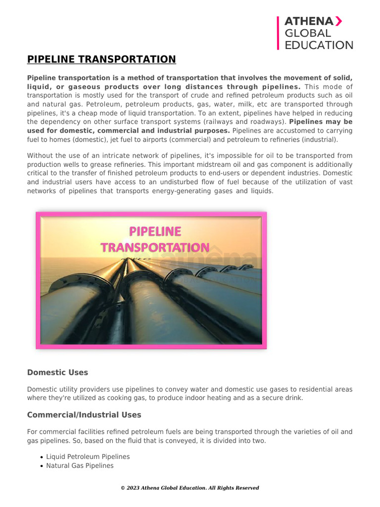 Pipeline Transportation Overview and Benefits | PDF | Petroleum ...