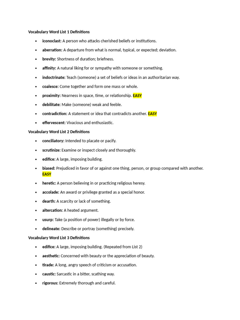 Vocabulary Words with Definitions | PDF