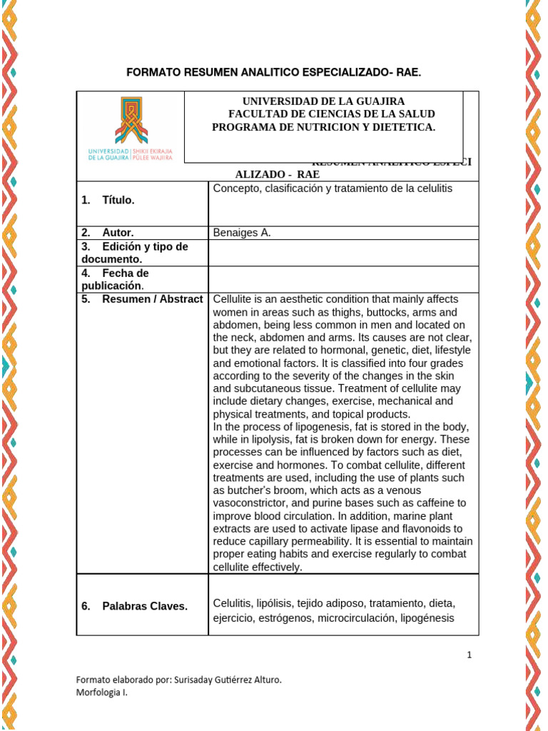Articulo de Celulitis 1 | PDF | Dieta | Sumario abstracto)
