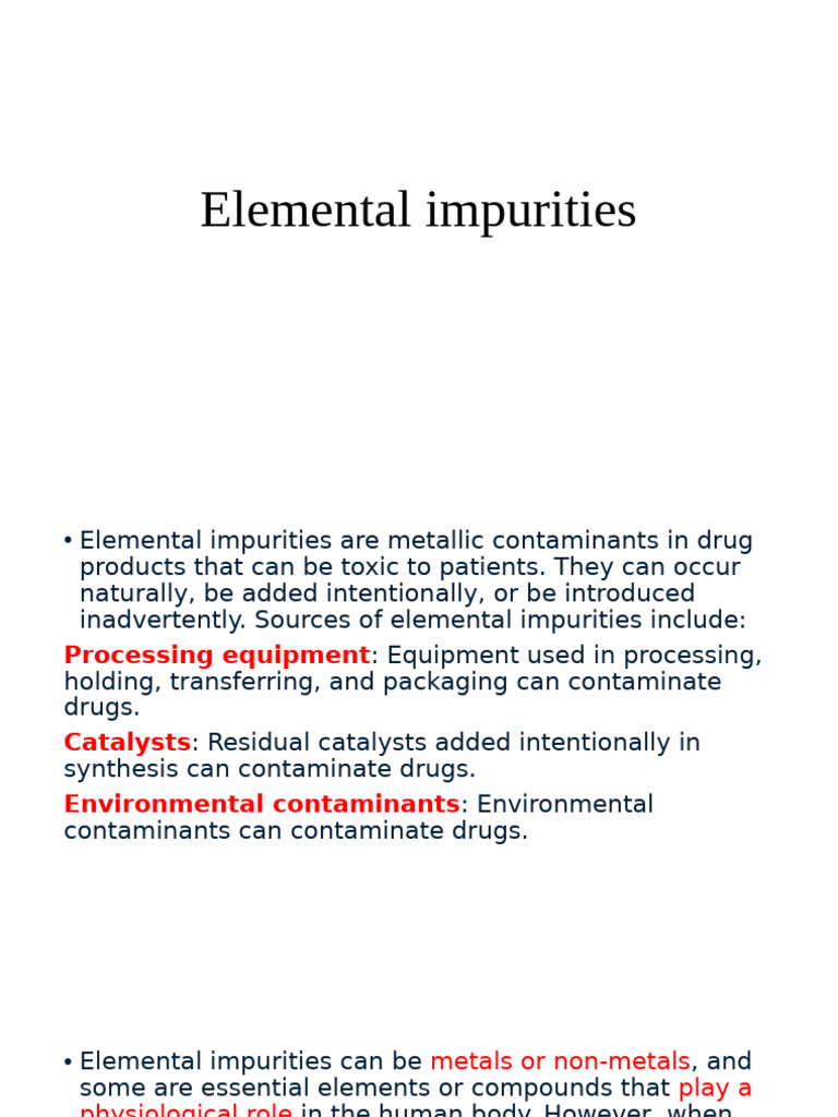 Understanding Elemental Impurities in Drugs | PDF | Mercury (Element ...