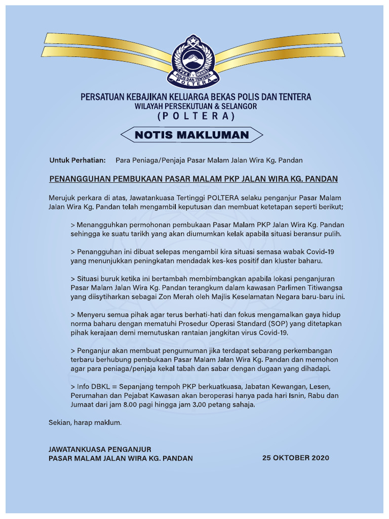 Notis Makluman Poltera | PDF