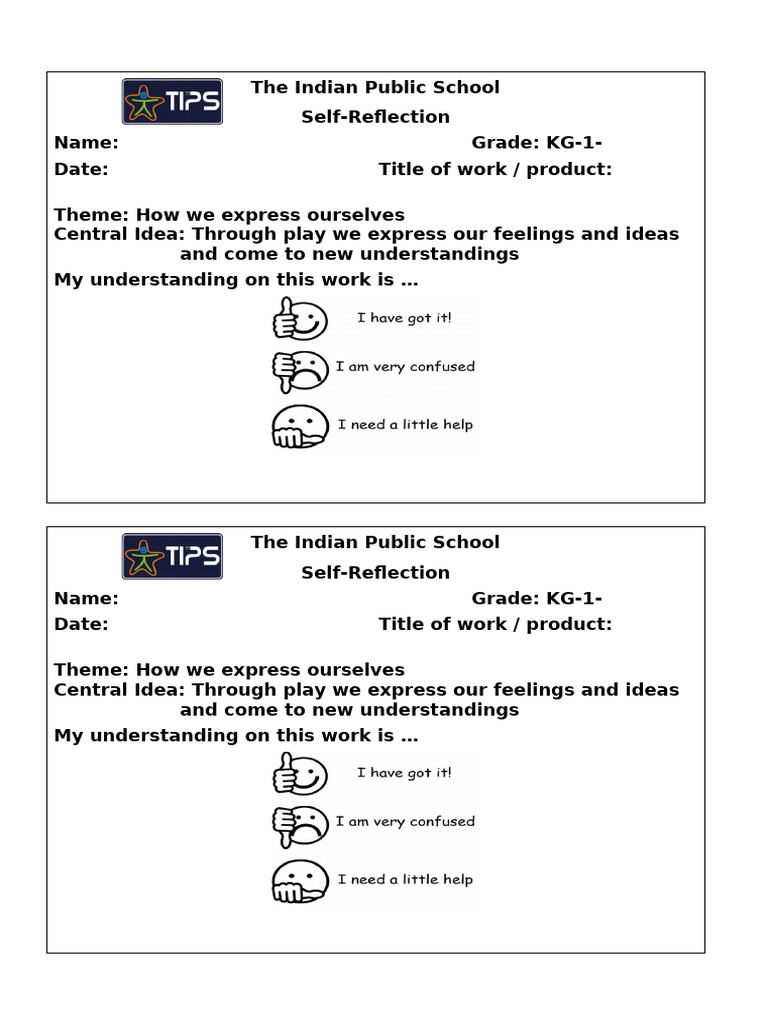 Self Reflection Sheets UOI 2 More | PDF