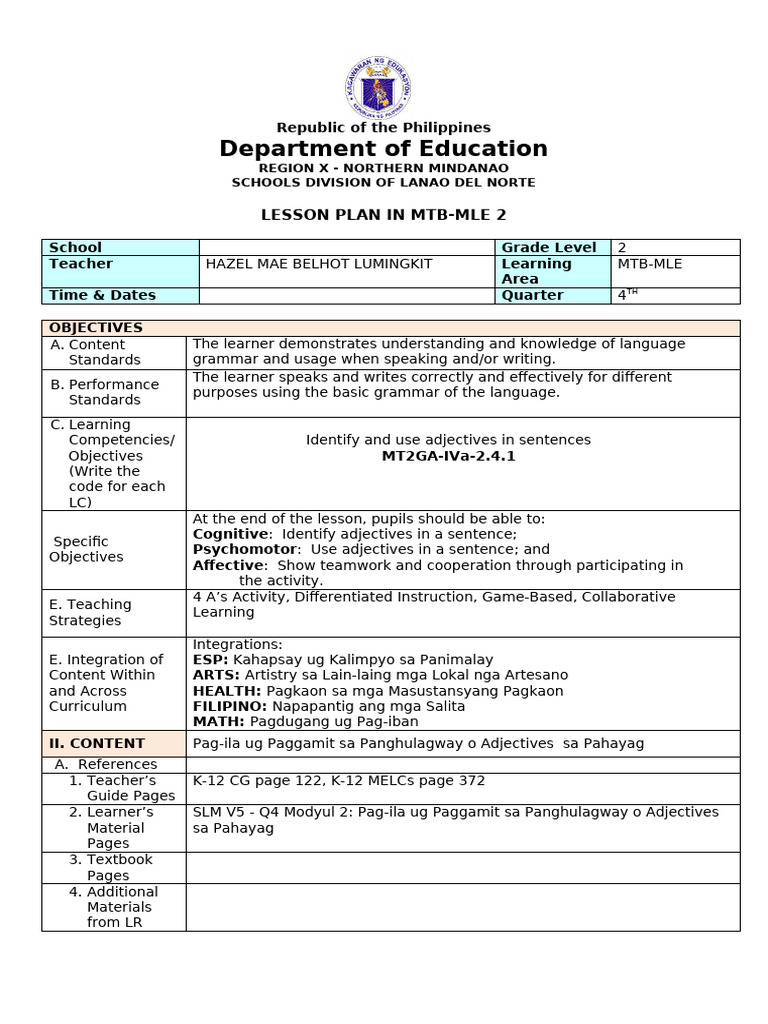 Lesson Plan 2024 | PDF
