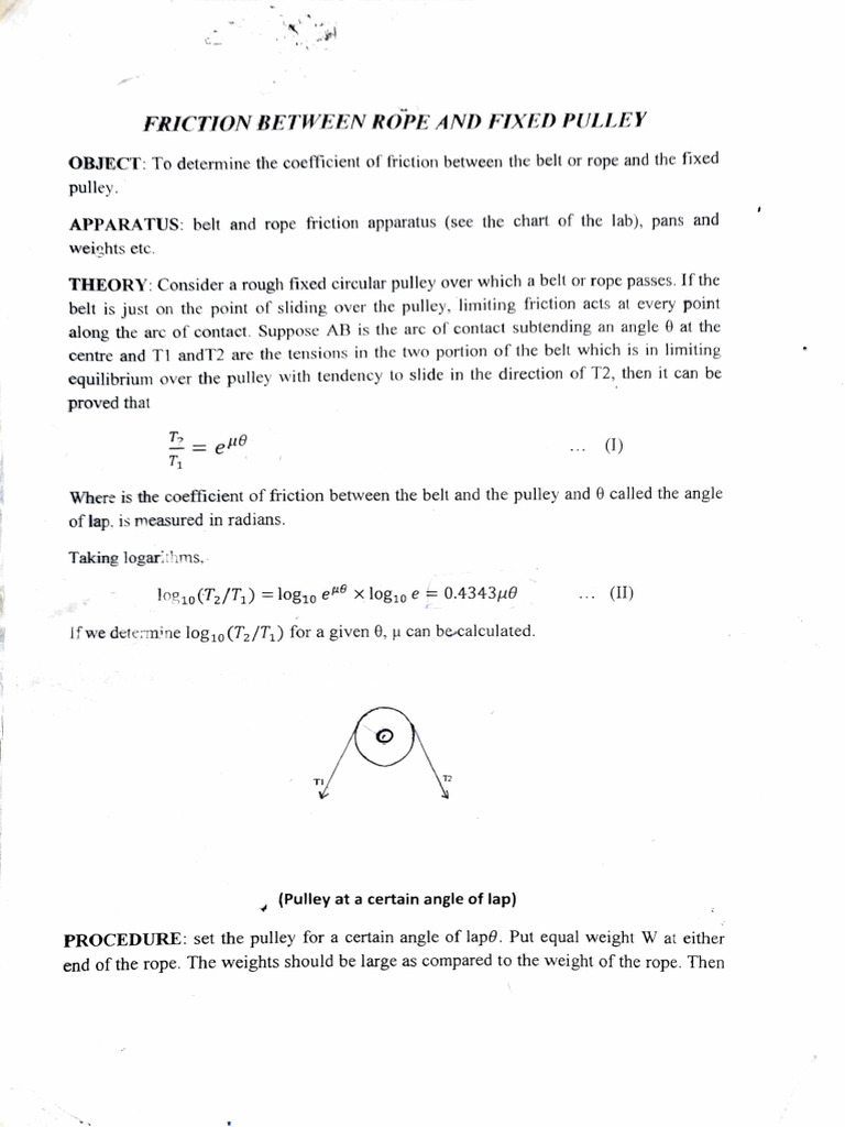 Friction Between Rope and Fixed Pulley | PDF | Friction | Angle