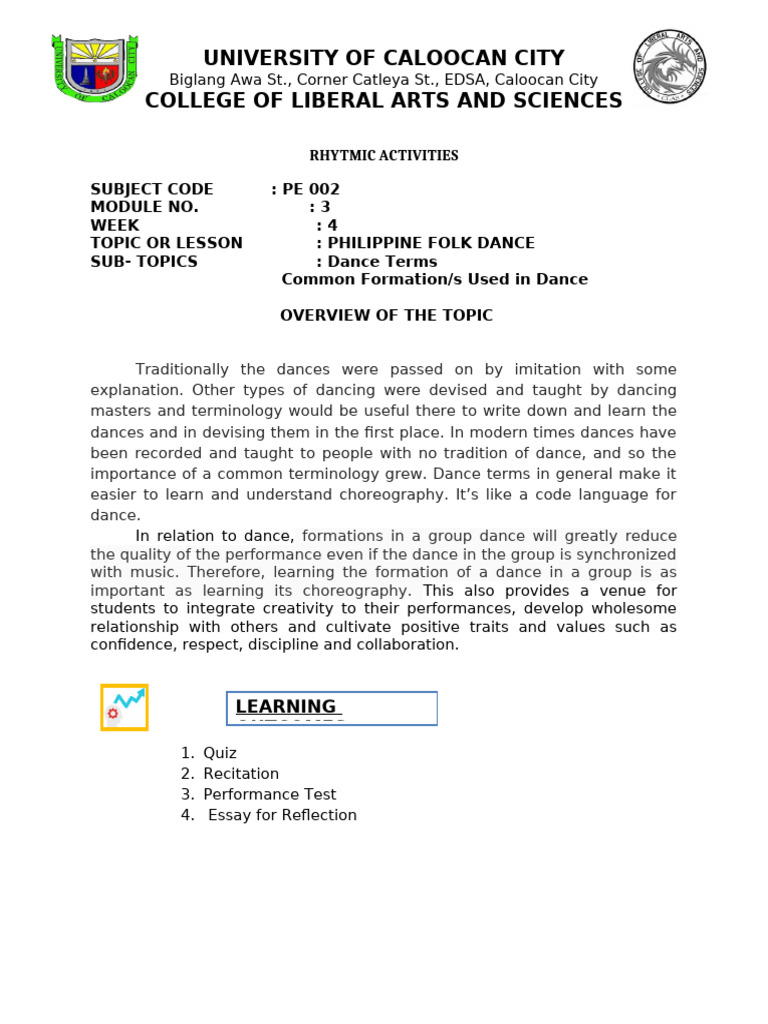 CLAS-Module-3-Week-4-PE 002-Philippine-Folk-Dance | PDF | Dances | Foot