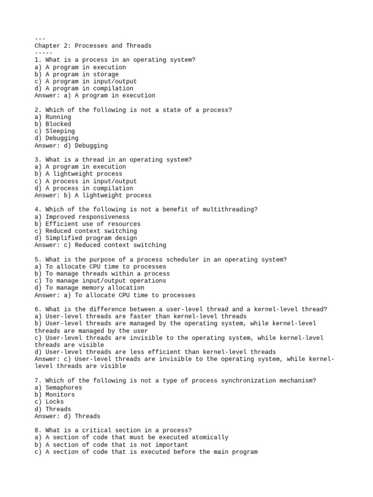 Chapter 2 - Processes and Threads | PDF | Process (Computing) | Thread (Computing)