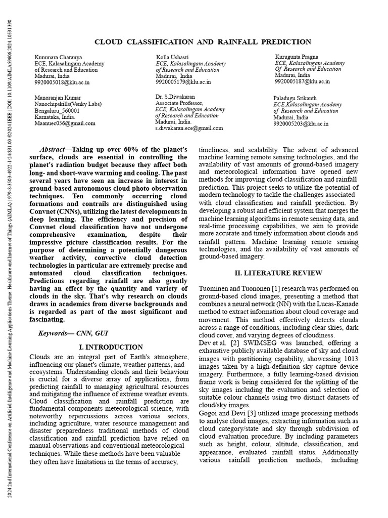 Cloud Classification and Rainfall Prediction | PDF | Machine Learning ...