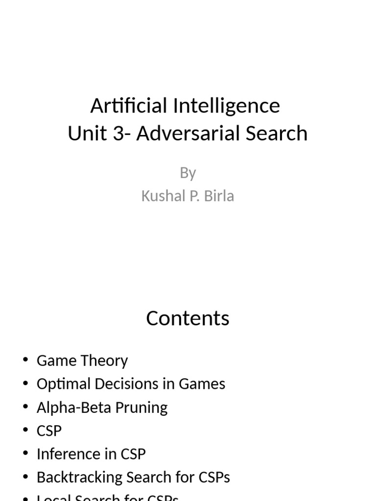 Unit 03 Adversarial Search | PDF | Applied Mathematics | Algorithms