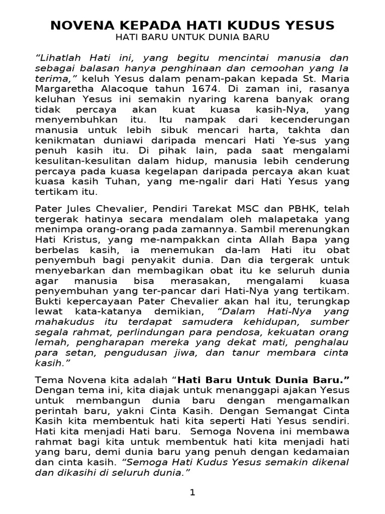 NOVENA KEPADA HATI KUDUS YESUS. 2024docx | PDF