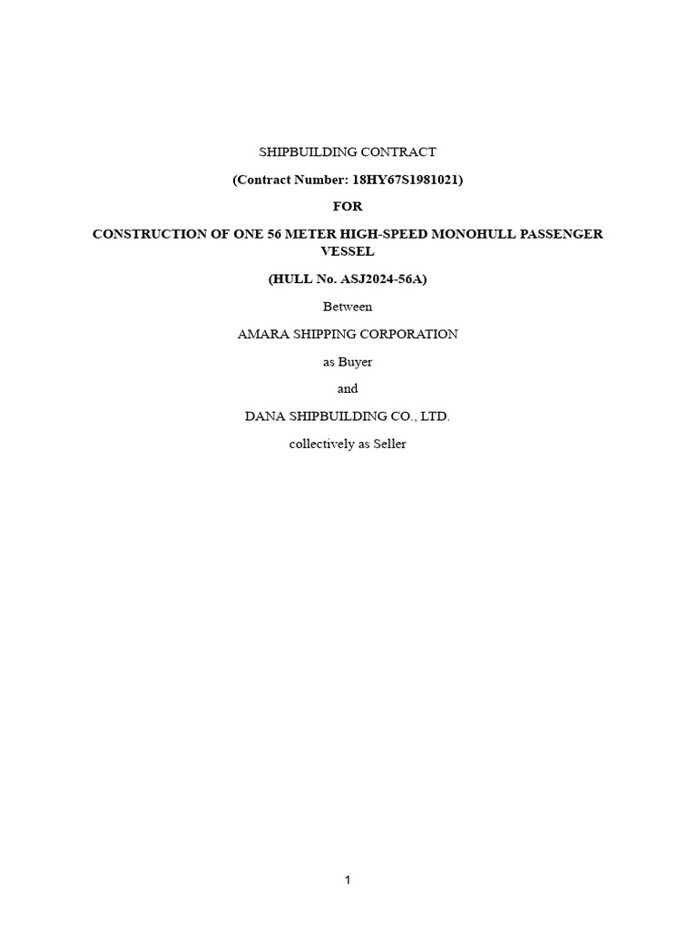 AMARA DANA Shipbuilding Contract | PDF | Prices | Payments