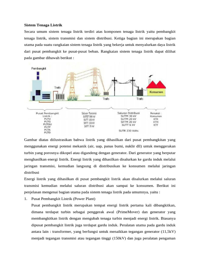 Komponen Utama Sistem Tenaga Listrik | PDF