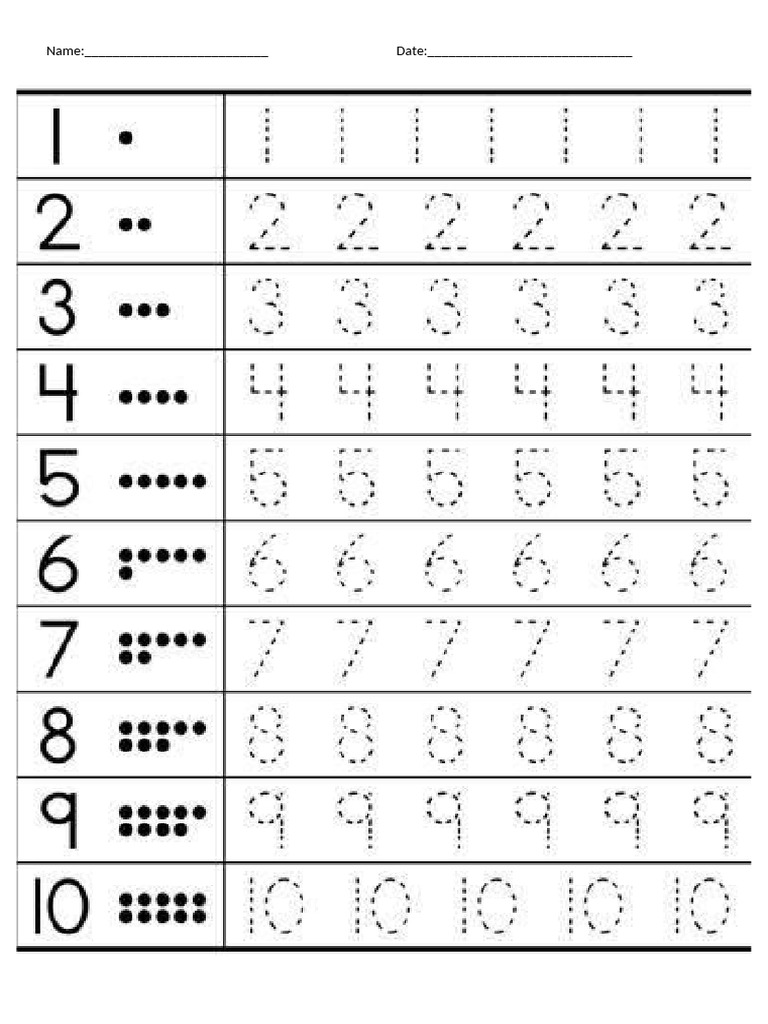 Write Number 1-10 Dot Line | PDF