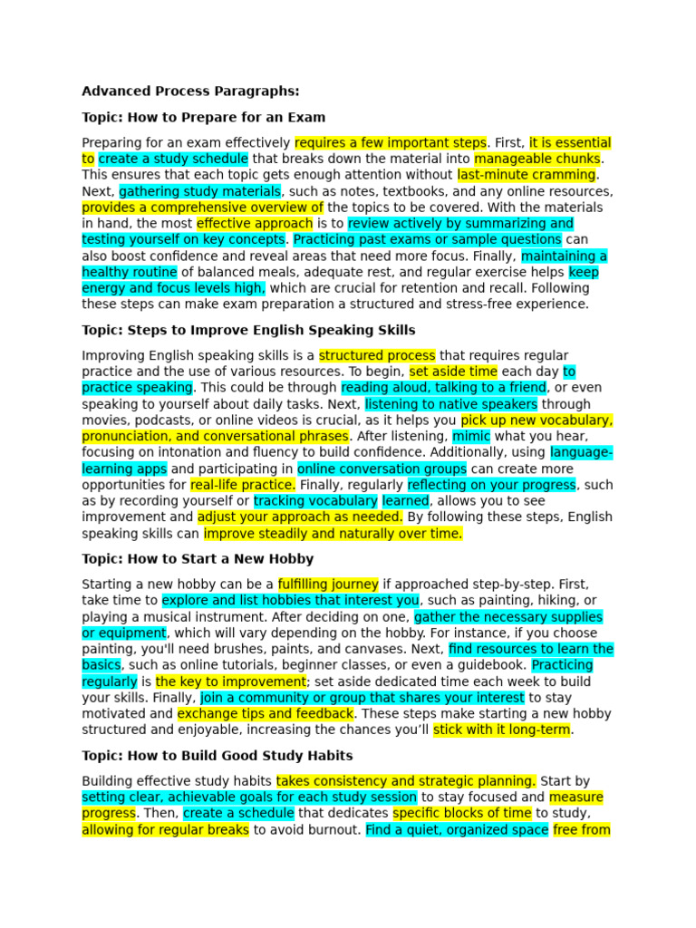 Advanced Process Paragraphs | PDF | Goal | Cognitive Science