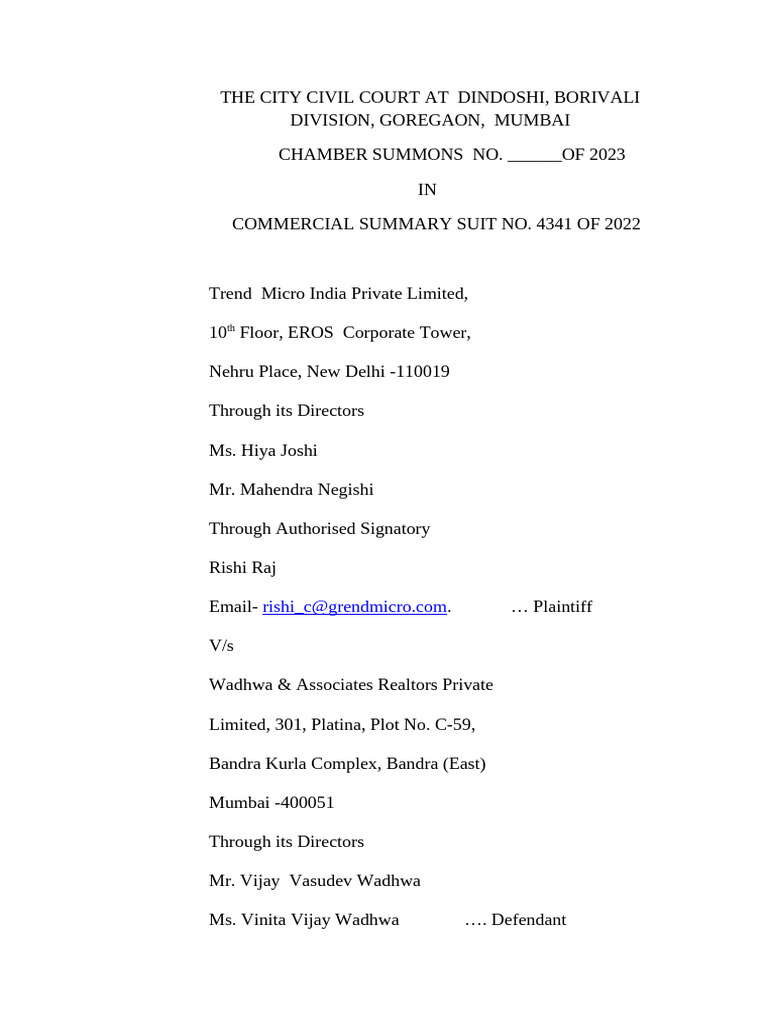Chamber Summons - Trends Micro | PDF | Separation Of Powers | Judiciaries