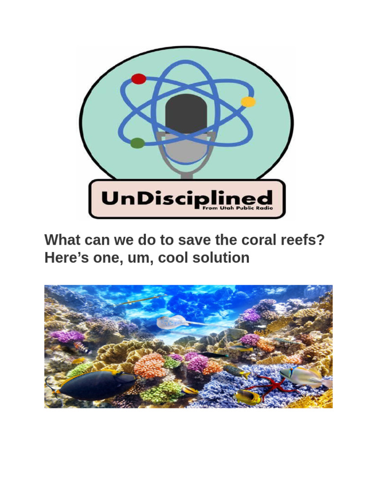 What Can We Do To Save The Coral Reefs | PDF | Coral | Conservation Biology