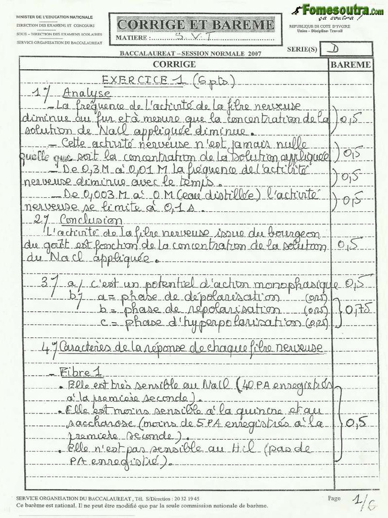 612782500c050corrige de SVT Bac D 2007 | PDF
