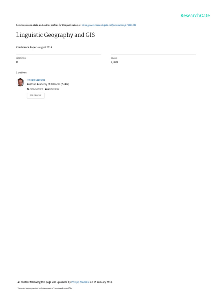 Stoeckle (2014) Linguistic Geography and GIS | PDF | Geographic ...